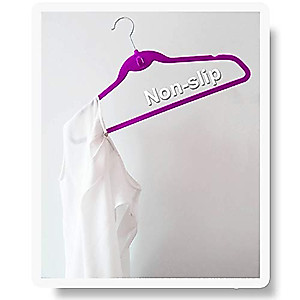 HozyFrozy Multi-Color Premium Velvet Hangers with Mini Hooks, Pack of 50, Non-Slip Space Saving Cascading Clothes and Suit Hangers, Purple, Pink, White, Grey and Black