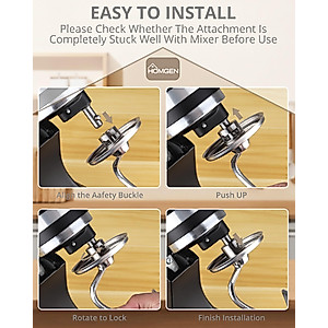 Dough Hook for Kitchenaid Mixer, HOMGEN Original Stainless Steel Spiral Dough Hook Attachment Fit for 4.5-5 QT Bowl Tilt-Head Stand Mixers Rustproof Bread Dough Hook Attachment Support Dishwasher Safe