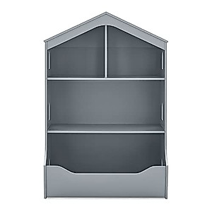 Delta Children Playhouse Bookcase with Toy Storage, Greenguard Gold Certified, Grey