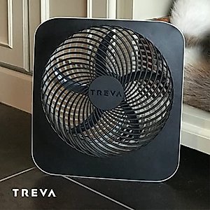Treva 10-Inch Portable Desktop Battery Fan, Powered by Battery and/or AC Adapter - Air Circulating with 2 Cooling Speeds, With Built In USB Charging Port
