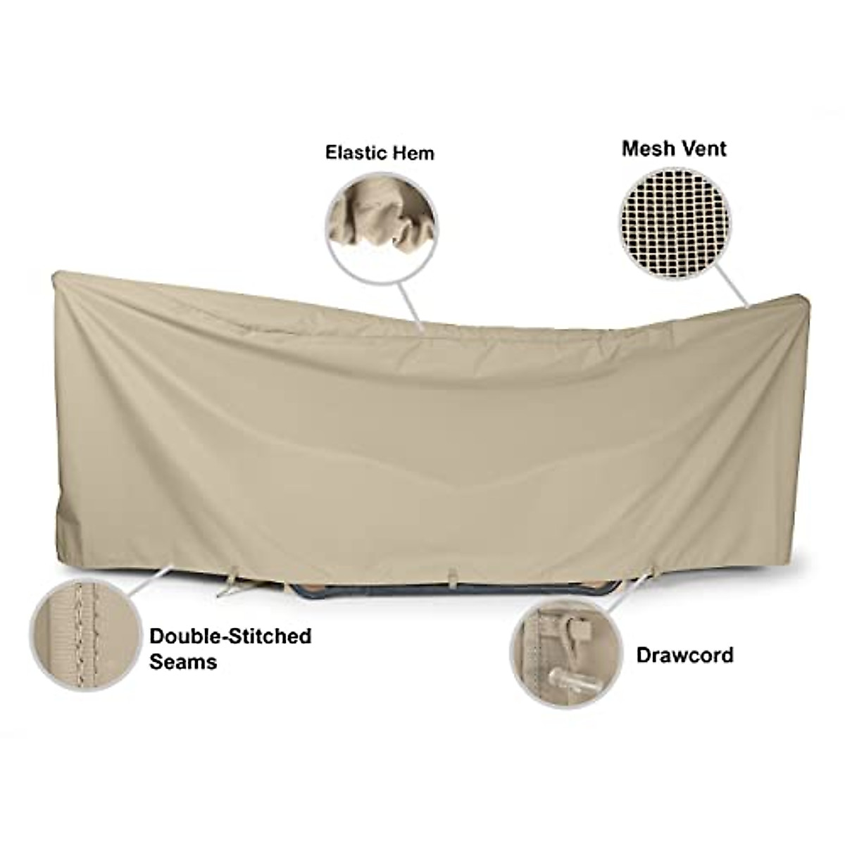 Covermates Hammock Cover - Weather Resistant Polyester, Double Stitched Seams, Securing Buckle Strap, Seating and Chair Covers-Khaki