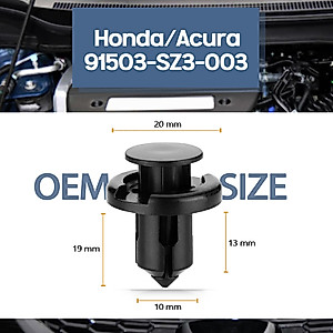 Xislet 120 Pcs POM Fastener Rivets Compatible with Honda Acura Accord Civic Fits Bumper and Fender Body Retainer Clips with Tool Replace - 91503-SZ3-003