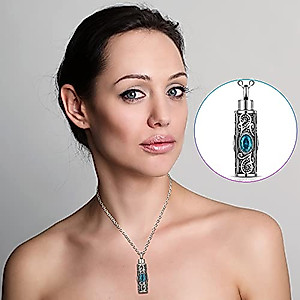 2 Pieces Crystal Cremation Urn Necklace for Ashes Cremation Urn Pendant Cremation Jewelry with Storage Bags for Human Stainless Steel Memorial Keepsake Pendant Charm Ashes Jewelry (Purple, Blue)