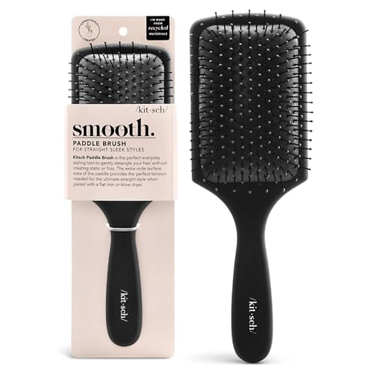 Kitsch Paddle Brush for Blow Drying, Hair Brush for Thick or Thin Hair, Hairbrush for Women with Nylon Bristle, Detangling Brush for Curly Straight Wet Hair, Gently Detangles Without Creating Frizz