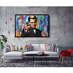 FENIN The Great Gatsby Poster Leonardo Di Caprio Movie Painting Hand Made Posters Canvas Print Wall Art Home Decor (Ready to Hang, 36"x24")