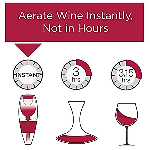 Vinturi Red Wine Aerator Pourer and Decanter Enhances Flavors with Smoother Finish, Includes No-Drip Base, Red