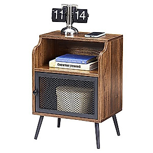 VECELO Nightstand with Storage Cabinet, End Side Table with Drawer,Night Stand for Home, Bedroom, Living Room, Easy Assembly,Set of 2,Brown