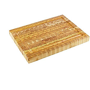 Larch Wood Canada End Grain Medium Carver's Cutting Board, Handcrafted for Professional Chefs & Home Cooking, 17-3/4" x 13-1/2" x 1-5/8" + Larch Wood Beeswax and Mineral Oil Conditioner (1.6 oz/ 45g)