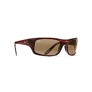 Maui Jim Men's and Women's Peahi Polarized Wrap Sunglasses, Tortoise/HCL® Bronze, Large