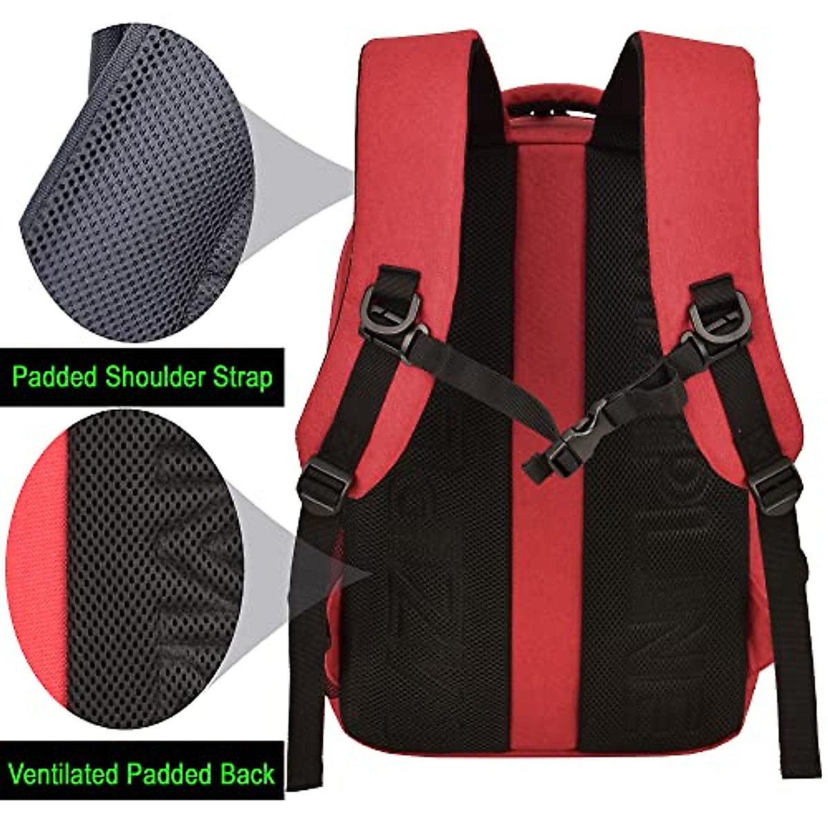 MZIPLINE Travel Backpack-Smell Proof-Scent Proof Daypack Bookbag for School Laptop Women (Heather Red)