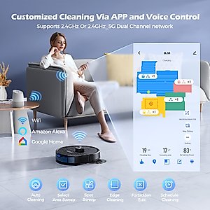 Lubluelu 3 in 1 Robot Vacuum and Mop Combo,4500Pa Robot Vacuum with Mapping,LiDAR Navigation,5 Maps,24 No-Go Zones, WiFi/App/Alexa,Self-Charging,Vacuum Robot for Pet Hair,Carpet,Hard Floor,Black