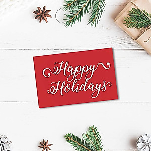 48 Pack of Christmas Winter Holiday Family Greeting Cards - Assorted Christmas Greetings Red Green Design - Boxed with 48 Count White Envelopes Included - 4.5 x 6.25 Inches