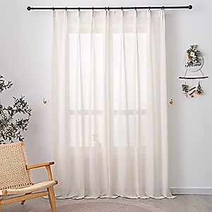 Ftinala Drapes for Living Room Sheer Curtains 96 Inches Long Farmhouse Curtains Pinch Pleat Boho Curtain 2 Panels Faux Linen Textured Track Light Filtering Curtains Window Curtains Sliding Door