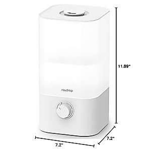 raydrop Cool Mist Humidifier Diffuser, 2.5L Essential Oil Diffuser, Top Fill Humidifier for Bedroom, Home and Office, Baby Humidifier with Adjustable Mist Output, Dial Knob, Auto Shut Off (White)