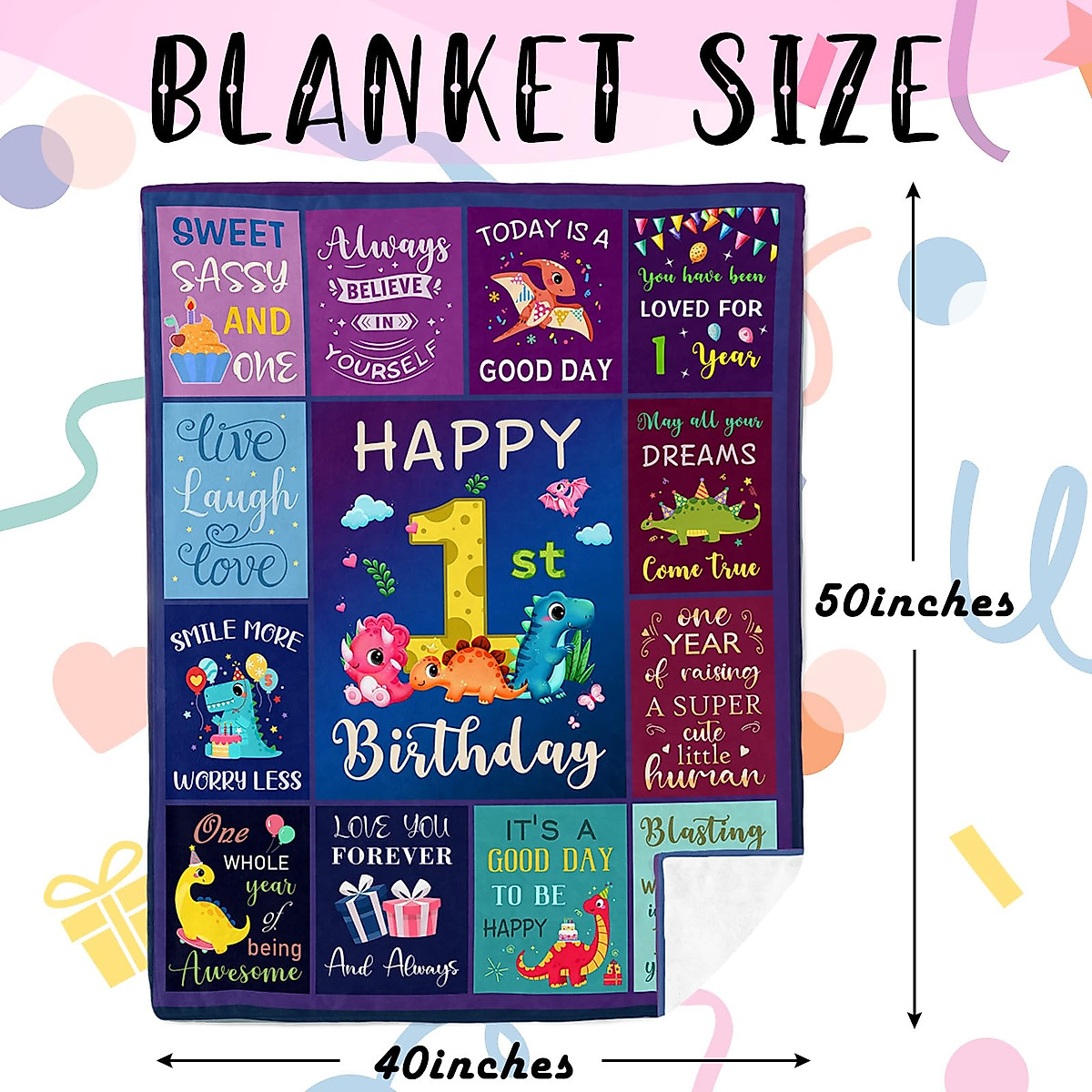 Puzopal 1 Year Old Girl Gifts, One Year Old Girl Boy Birthday Gifts, 1st Birthday Girl Gifts Blanket 40"X50", 1 Year Old Girl Boy Birthday Gift, First Birthday Gifts for 1 Year Old Girls Boys