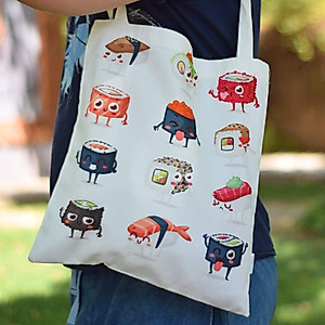 Women's tote bag/Sushi feast - Sports Gym Lunch Yoga Shopping Travel Bag Washable - 1.47X0.98 Ft