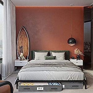 Isbasa 3pcs Under Bed Storage Bags, 39.4 x 19.7 x 5.9 Inches Large Storage Containers Organizers with Clear Windows and Reinforced Handles for Clothes, Blankets, Comforters, Pillows, Foldable, Grey