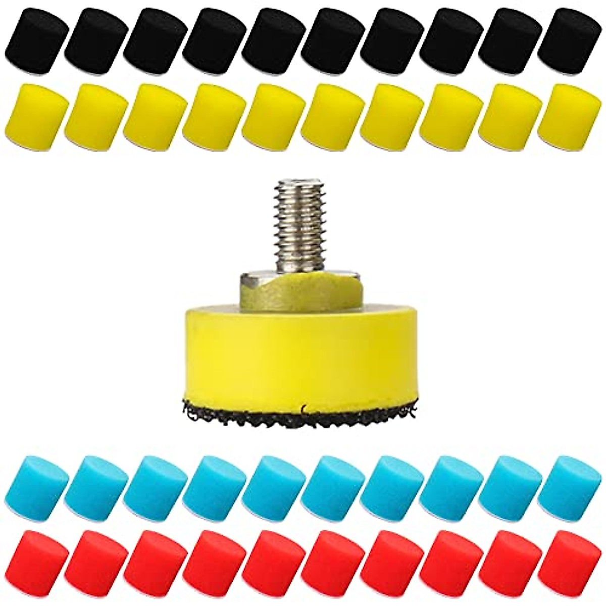 50Pcs 1inch Mini Sponge Buffing Polishing Pad Kit for Automotive Hub Polisher Attachment Detailing Sealing,Self-Adhesive Disc Auto Waxing Foam Cleaning Tool Accessories
