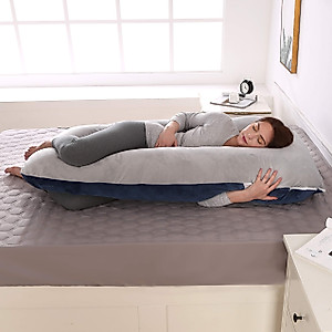 Amagoing 57 inches Pregnancy Pillows for Sleeping, U Shaped Maternity Full Body Pillow for Pregnant Women with Hip, Leg, Back, Belly Support, Washable Velour Cover Included