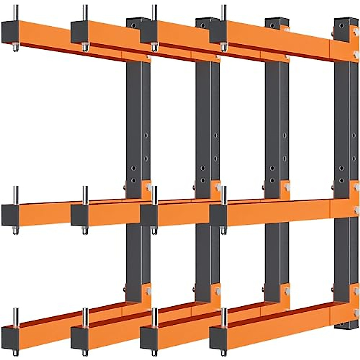 Acools Lumber Storage Rack, Lumber Rack Wall Mount, Heavy Duty Wood Storage Racks with 6-Level System, 720 lb Durable Garage Wood Organizer, Orange Lumber Metal Racks for Indoor and Outdoor(4 PACK)