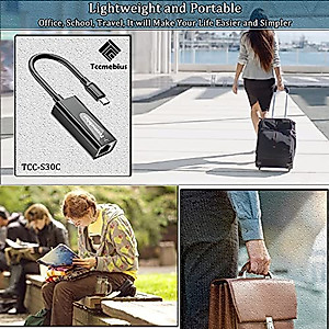 Tccmebius USB C to Ethernet Adapter, USB C to RJ45 10/100/1000 Network Gigabit Adapter for MacBook Pro/Air, iPad Pro, Dell XPS, Surface Book, Smartphone, Compatible Windows 7/8/10, Mac OS (TCC-S30C)