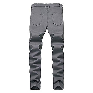 Men's Causal Slim Fit Stretch Ripped Skinny Denim Jeans,Dark Grey,34