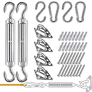 42Pcs Shade Sail Hardware Kit - 6 inch Heavy Duty Anti-Rust for Outdoor Triangle Rectangle Sun Shade Sail Installation, 304 Stainless Steel Awning Mounting Accessories for Patio Lawn and Garden