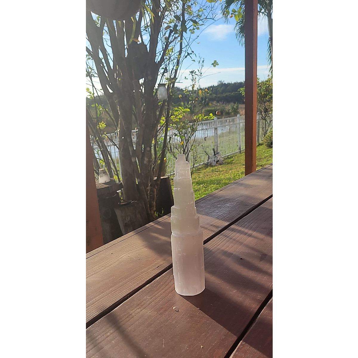 Pachamama Essentials Large Selenite Tower 8" Tall Skyscraper Healing Crystal Stone Reiki Meditation Energy Protection