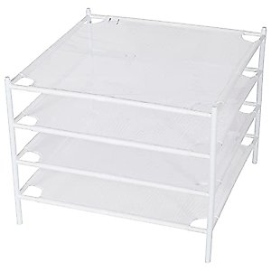 STORAGE MANIAC Sweater Drying Rack, Mesh Clothes Drying Rack, Stackable Laundry Drying Rack, Lay Flat Dryer for Delicates, Portable Dry Rack for Indoor or Outdoor, White, 4-Pack
