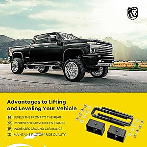 YHTAUTO 3 inch Rear Leveling Lift w/Hardware Kit Fits 1999-2019 Chevy & GMC Models, Silverado/Sierra 1500, RWD/4WD, Extended Square U-Bolts with Lift Blocks Suspension Leveling Lift Kit Set of 6