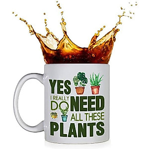 Babimarkeebei Funny Standard Plants Lover Gifts for Women Mom Plant Gifts Plant Addict Coffee Mug for Crazy Plant Lady Men Plant Themed Gift for Christmas Birthday All I Need is Plants Cup Spoon