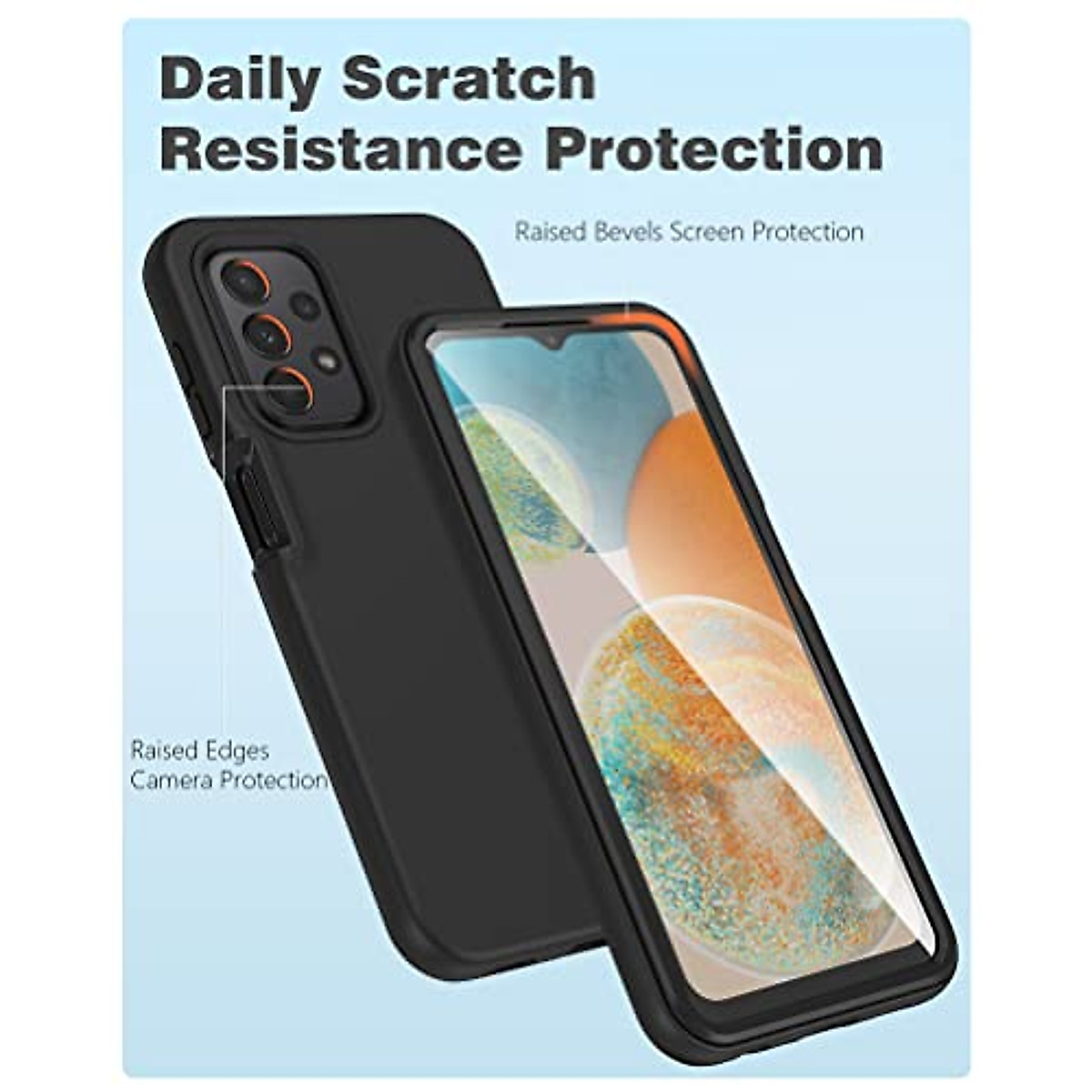 JXVM for Samsung Galaxy A23-5G Case: Dual Layer Silicone Slim Galaxy A23 4G Case - Full Protection Durable Shockproof Protective Cute Cell Phone Cover Black