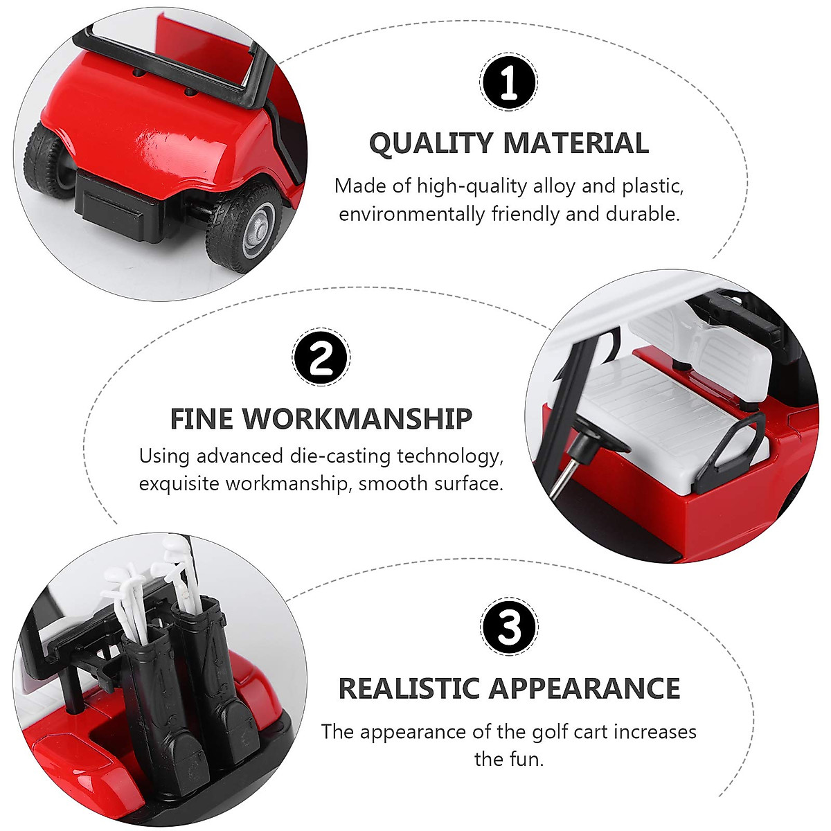 WINOMO Die-cast Model Metal Golf Cart Model,Pull Back Action Golf Cart, Mini 1:20 Scale Golfcart Vehicle for Kids Party Favor Home Office Decor