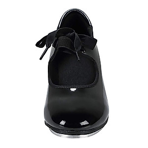Linodes Unisex PU Leather Ribbon Tie Tap Shoe Dance Shoes for Women and Men's Dance Shoes-601-Black Patent-8M