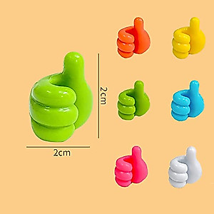 Silicone Thumb Hook - 12pcs Creative Self-Adhesive Wall Hooks for Can Store Keys, Data Cable, Headphone Cable, No Punching（White）