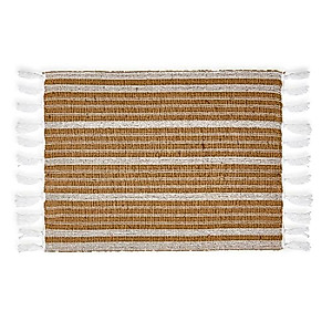 Two's Company Au Natural Set of 4 Woven Placemats w/Tassel Fringe - Jute/Cotton