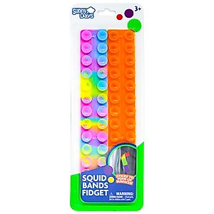 Sunny Days Entertainment Squid Pop Bands Fidget - 2 Pc Suction Cup Sensory Toy | 10 Inches Long with Satisfying Pop | Receive 1 Pack of 2 | Colors and Styles May Vary