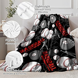 Baseball Blanket for Boys Kids, Baseball Gifts for Boys, Soft Baseball Room Decor Blanket Bedding 40x50 in