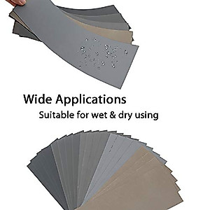 20Pcs Wet Dry Sandpaper, High Grit 1000 2000 3000 5000 7000 Sandpaper Sheets Assortment for Wood Metal Polishing Automotive Sanding, 9 x 3.6 inch by BAISDY