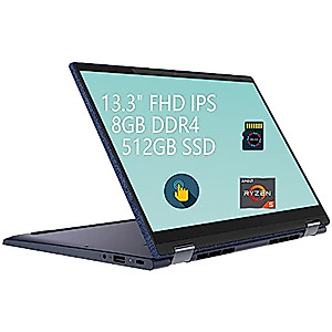 Lenovo 2021 Premium Yoga 6 13 2-in-1 Laptop | 13.3" FHD IPS 72% NTSC Touchscreen | AMD 6-Core Ryzen 5 5500U (> i7-10510U) | 8GB DDR4 512GB SSD | Backlit FP Dolby Win10 Blue + 32GB MicroSD Card
