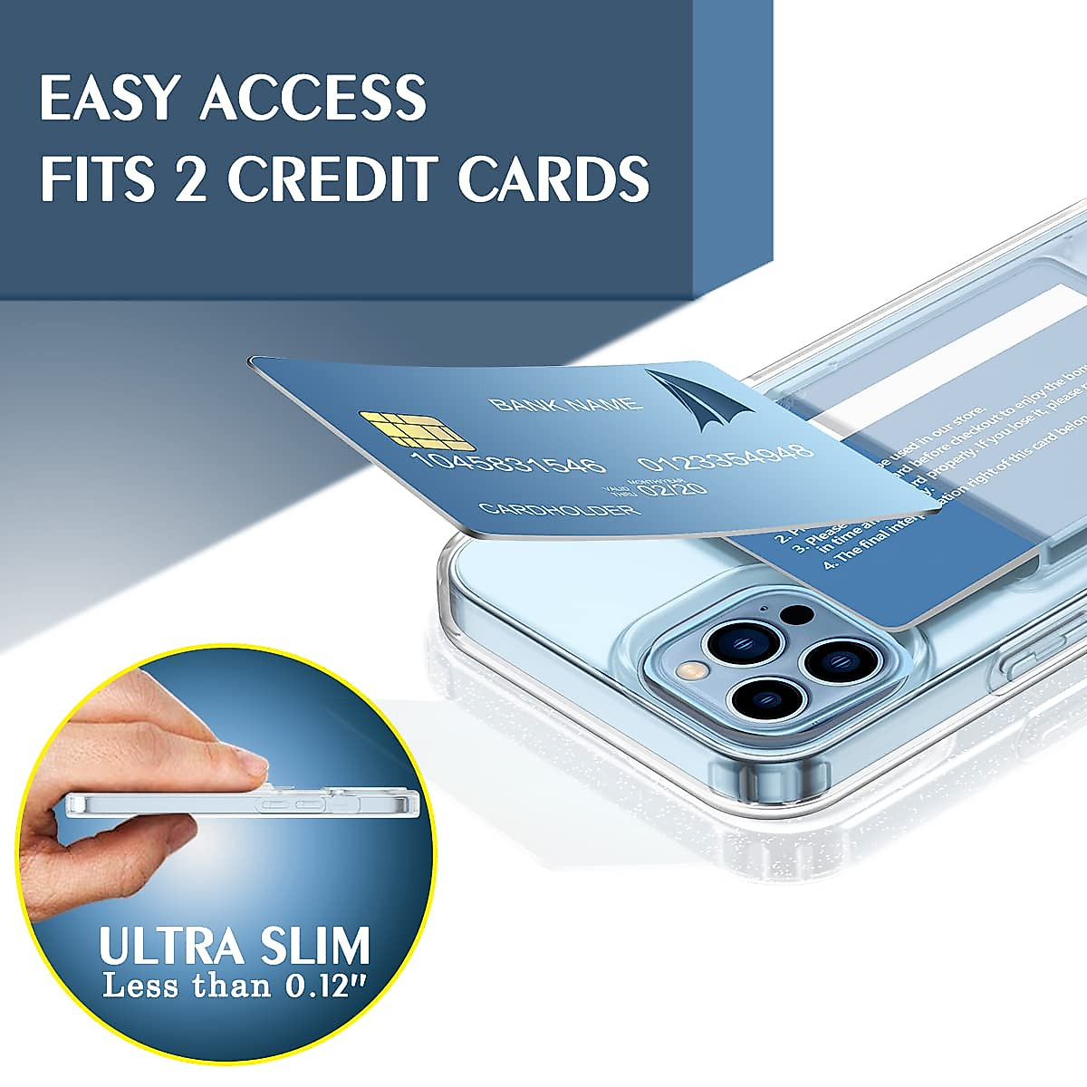 Petocase for iPhone 13 Pro Max Wallet Case 6.7in,Card Holder Slot Ultra Bling Slim Clear Flexible TPU Gel Rubber Soft Silicone Protective Phone Case for Apple iPhone 13 Pro Max Crystal Clear