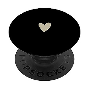Beige Black Minimalist Heart PopSockets Standard PopGrip