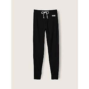 Victoria's Secret Pink Cotton High Waist Joggers, Pure Black, Medium