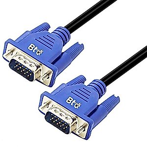 BTO VGA to VGA Cable 6 Feet Long PC Computer Monitor, Projector, Cord 1080p Full HD High Resolution, Male to Male Blue Cable (6 Feet).