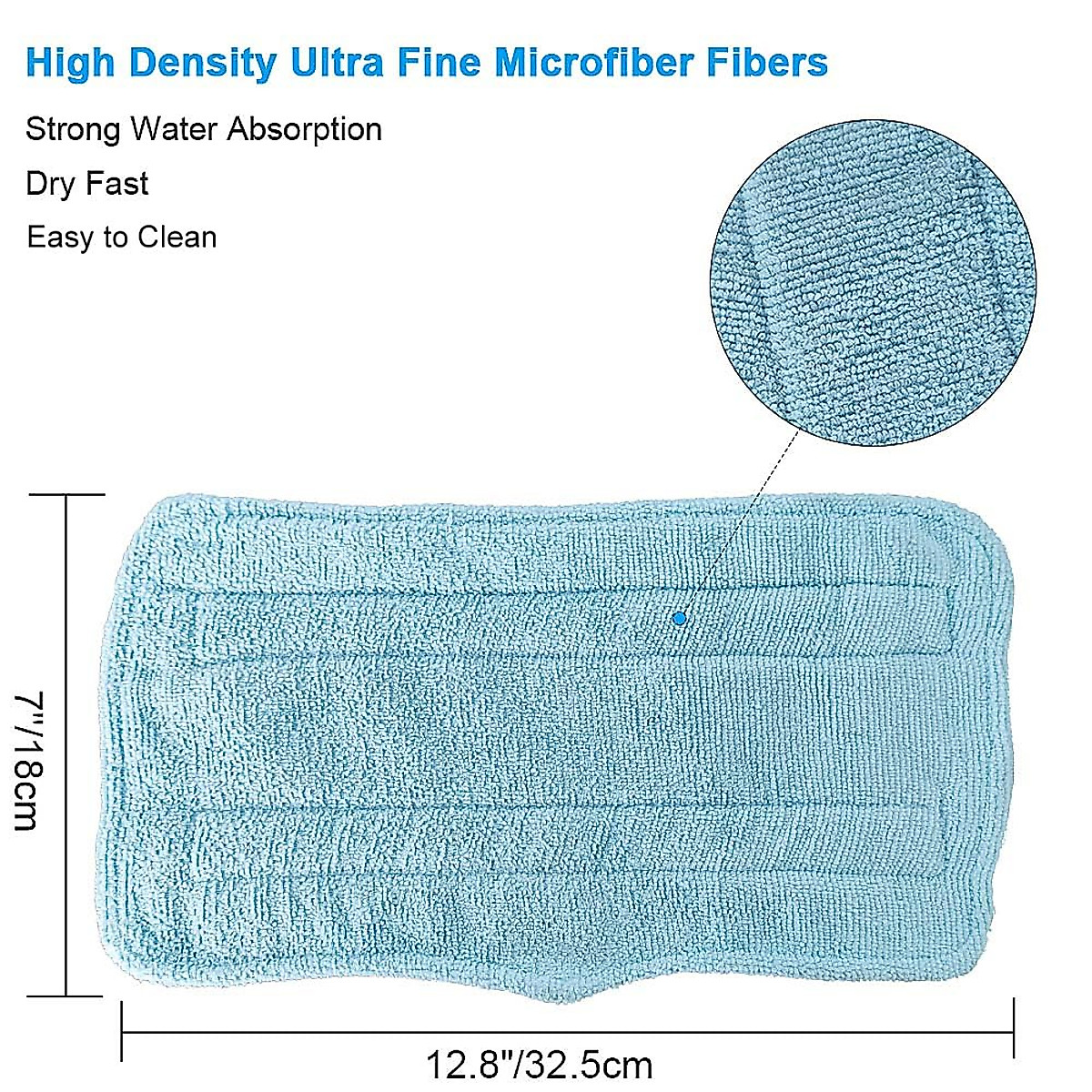 Fushing 7Pcs Steam Mop Pads, Washable Microfiber Cleaning Steamer Replacement Pads for Shark Steam & Spray Mop S3101 S3251 SK460 SK410 S3101n2 S3250 SK435CO SK140 SK141,Blue