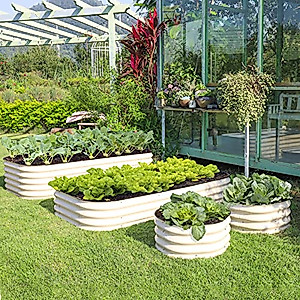 T4U Raised Garden Bed,17" Tall 8ft X 2ft Zinc-Aluminum-Magnesium Stainless Steel Durable Metal Planter Box, Easy to Install, Outdoor Planter Garden Bed for Vegetables Flowers Fruits etc