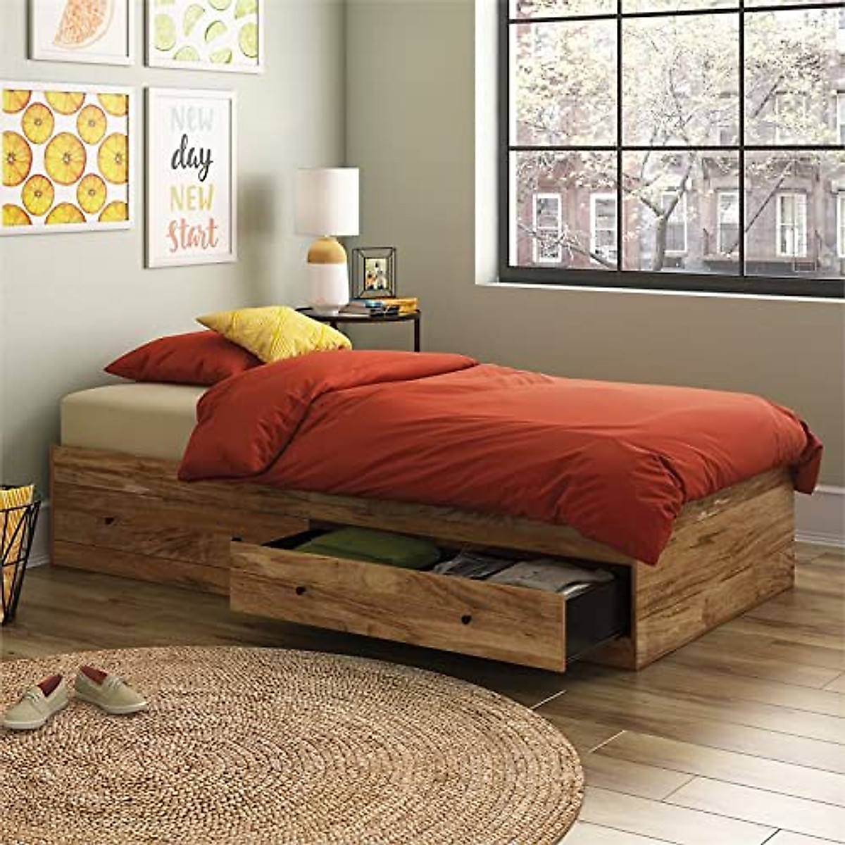 Sauder Cannery Bridge Twin Mate's Bed in Sindoori Mango, Sindoori Mango Finish