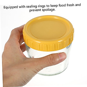 KICHOUSE 4Pcs Leakproof Glass Food Storage Containers with Lids Reusable Yogurt Cups Airtight Glass Jars for Snacks Meal Prep and Kitchen Organization