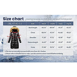 CREATMO US Women's Long Puffer Bubble Coat Hooded Jacket Shiny Puffer Plus Size Coat Navy 3XL