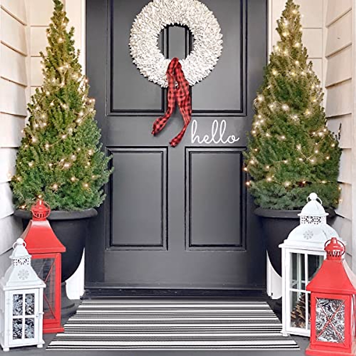 Black and White Striped Outdoor Rug, 2’ x 4.3’ Cotton Hand-Woven Reversible Front Porch Rug Washable Front Door Mat Entryway Rugs Welcome Layered Doormat Carpet for Patio Farmhouse Kitchen